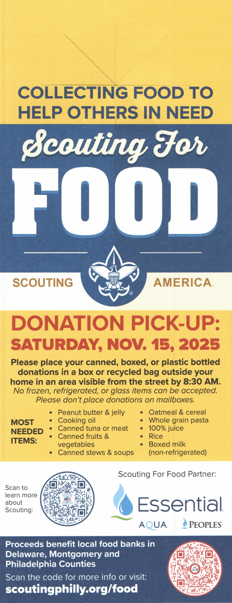 Scouting For Food 2025 – Cub Scout Pack 170 Red Hill PA